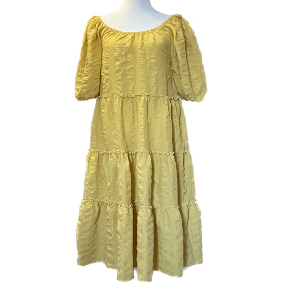 Calista | Dresses | Calista Casey Dress Yellow Tiered Off Shoulder Puff ...